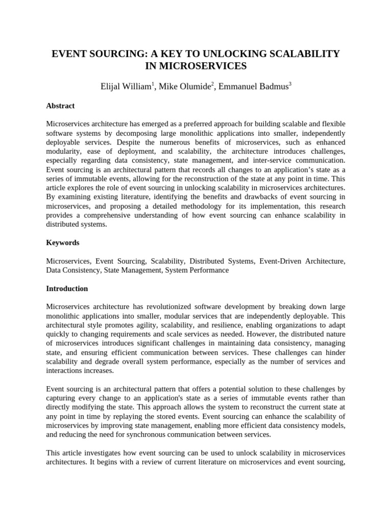 Event Sourcing for Scalable Microservices | PDF | Scalability ...