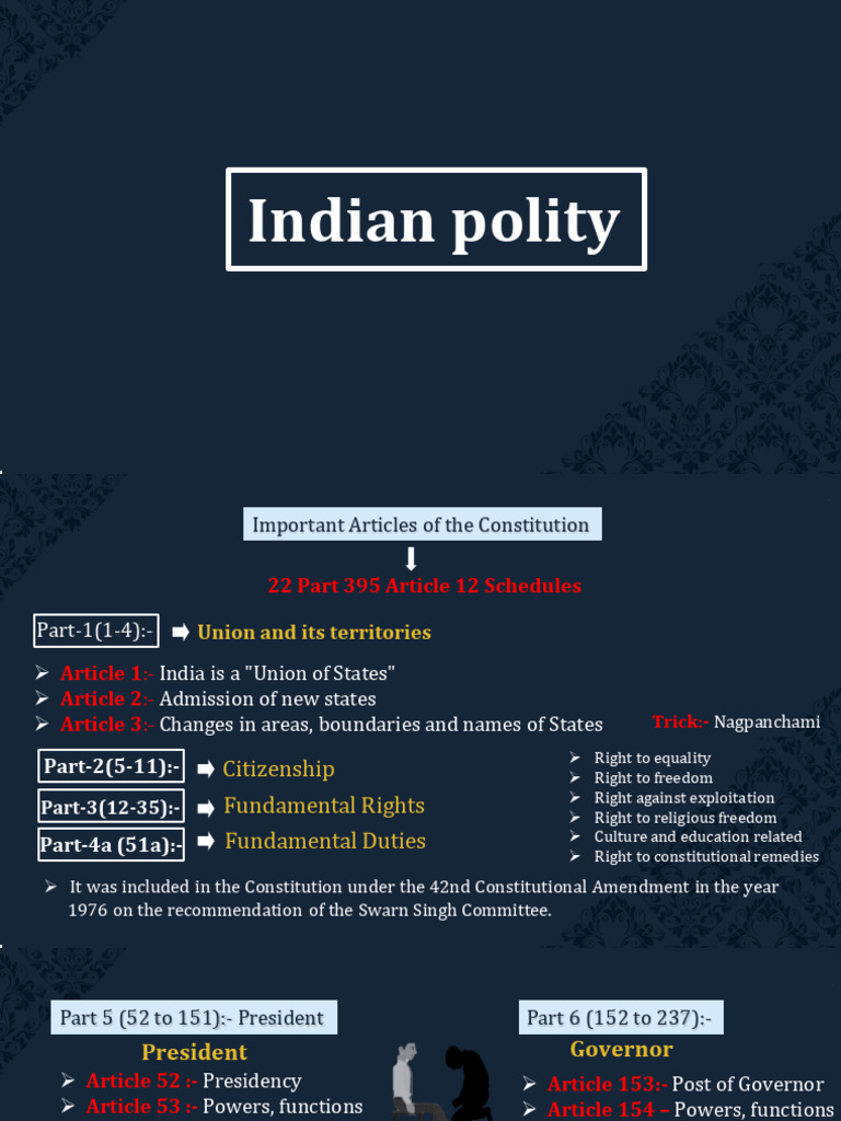Key Articles of Indian Constitution | PDF | Public Law | Justice
