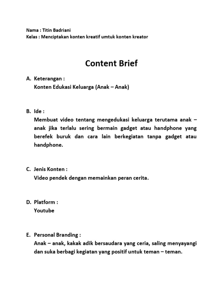 TitinBadriyani MenciptakanKontenKreatifbagiContentCreator Chapter3 1 | PDF