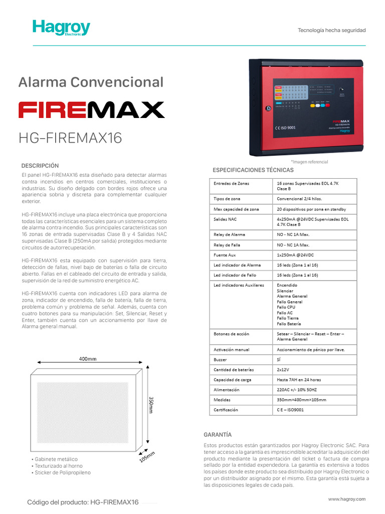 Panel HG-FIREMAX16 para Alarmas | PDF | Diodo emisor de luz | Electrónica