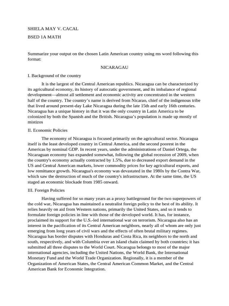 gec 8 activity latin america | PDF | Nicaragua | Economies