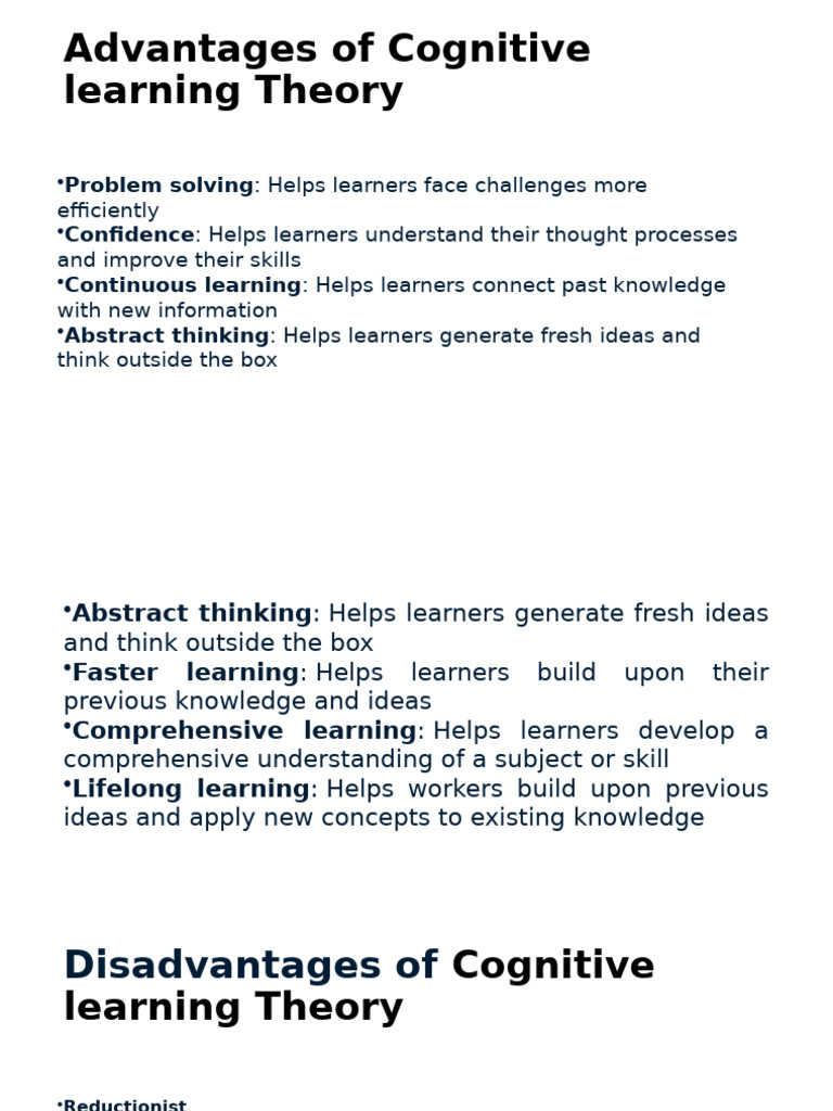 Advantages of Cognitive Learning Theory | PDF
