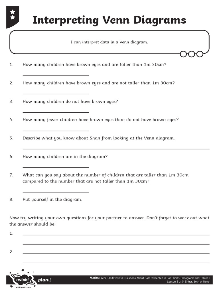 Venn Diagram Interpretation for Year 3 | PDF