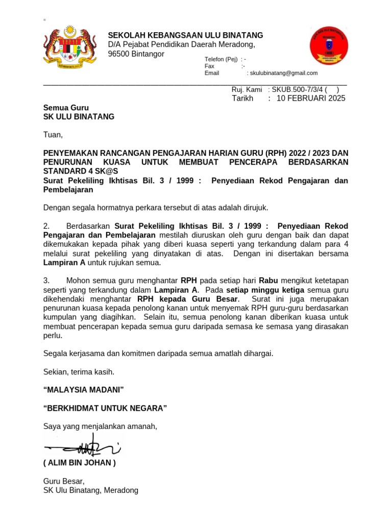 Pencerapan Dan Penyemakan RPH 2025 | PDF