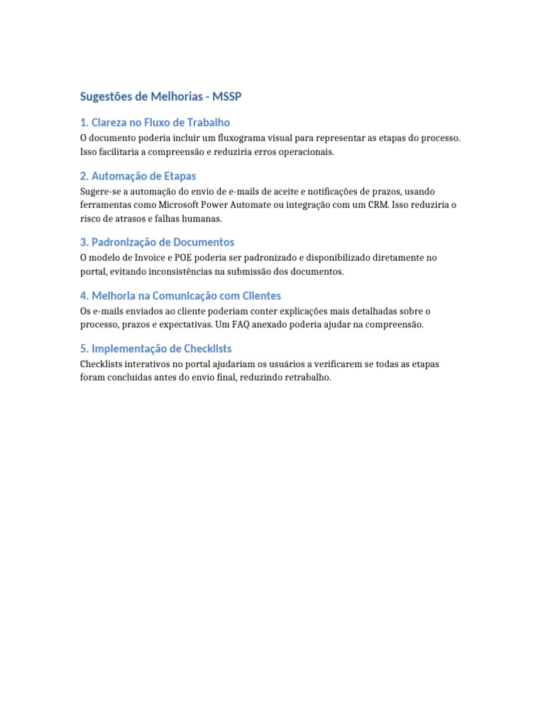 Sugestoes MSSP | PDF