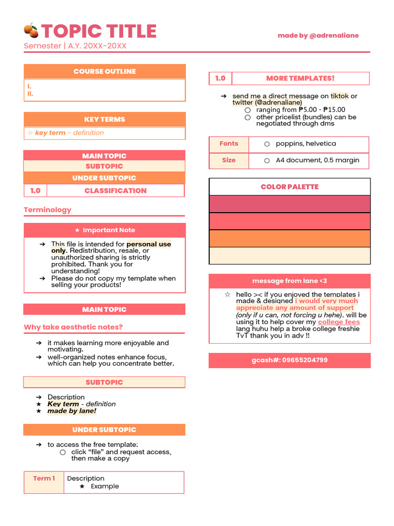 free template by @adrenaliane (apricot) | PDF | Text | Typography