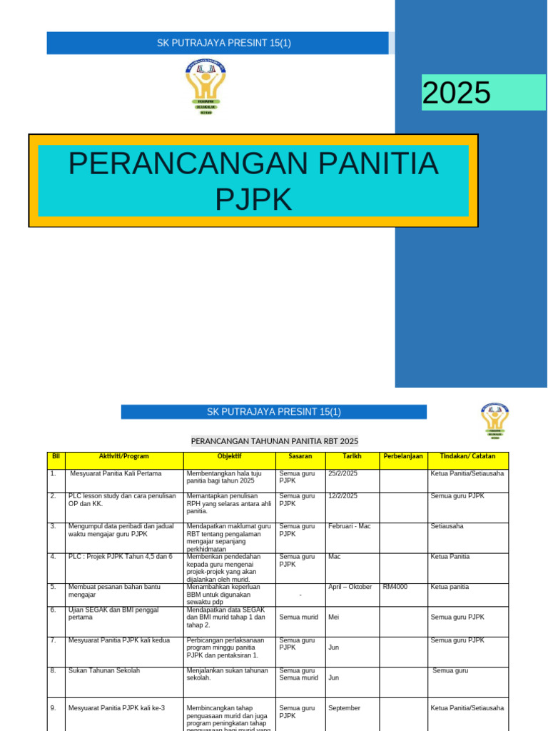 Perancangan Panitia PJPK 2025 | PDF