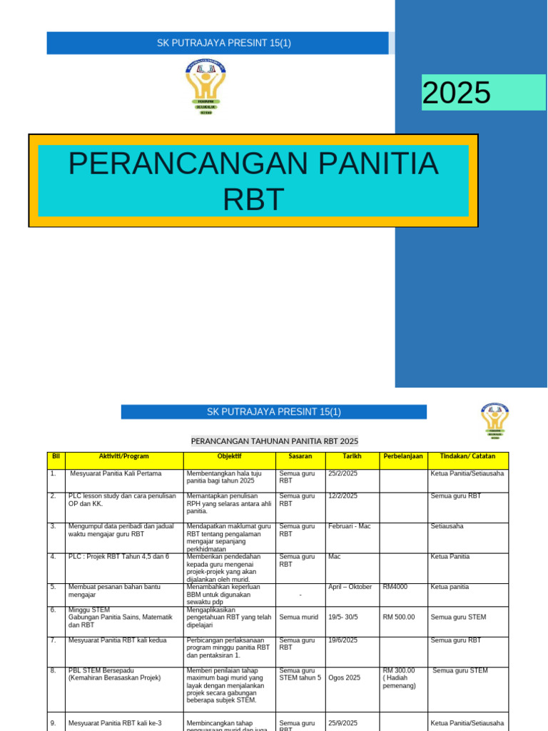 Perancangan Panitia RBT 2025 | PDF