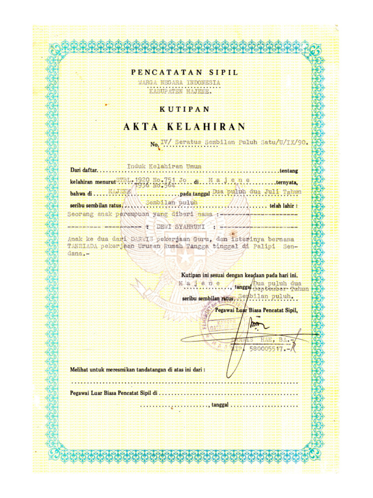 AKTA KELAHIRAN | PDF