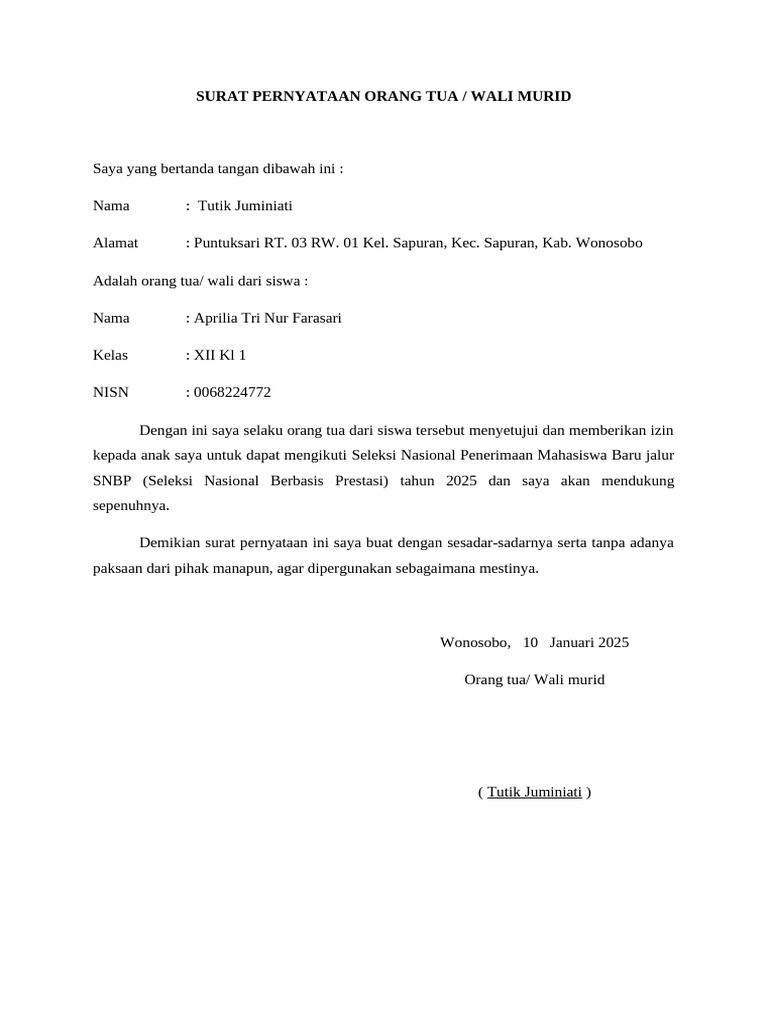 Form_Surat_Pernyataan_Ortu[1] | PDF