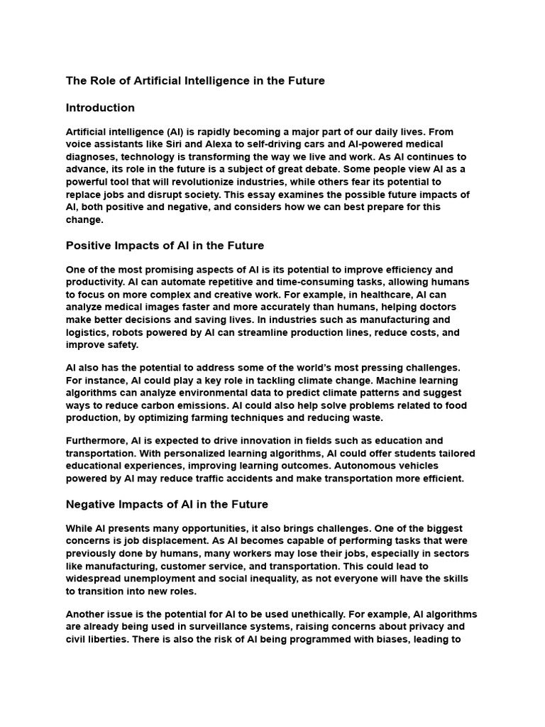 Essay Level B2+ AI in The Future | PDF | Artificial Intelligence ...