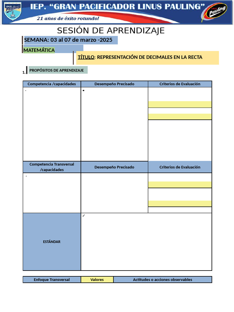 4.- SESION DE APRENDIZAJE DOC | PDF