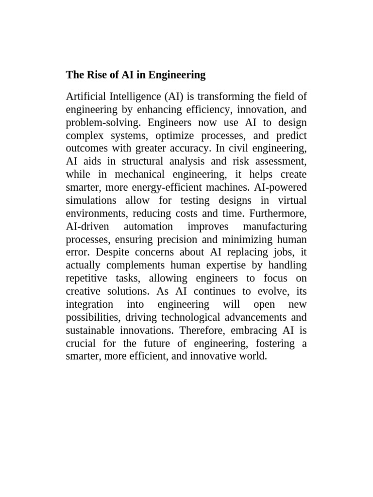 AI's Impact on Engineering Innovation | PDF