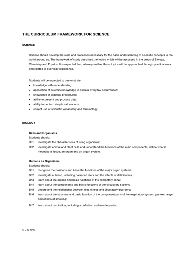 Science Curriculum Framework 1999 | PDF | Chemical Reactions | Chemical ...