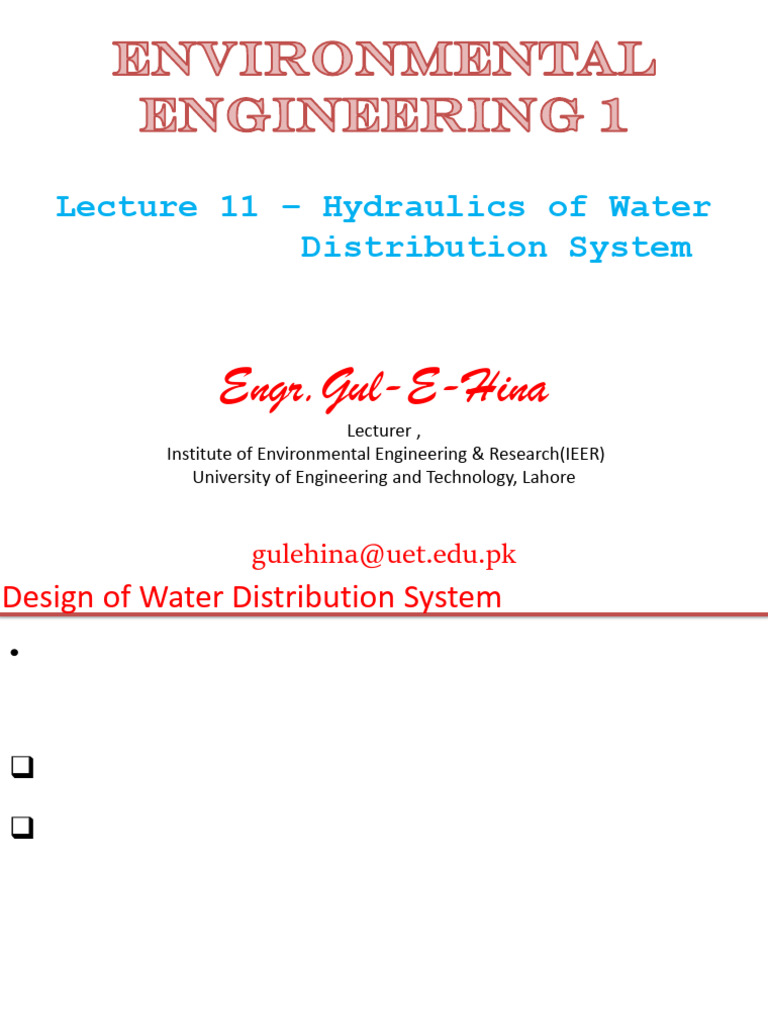 Water Distribution System Design Guide | PDF | Fluid Mechanics | Natural Environment
