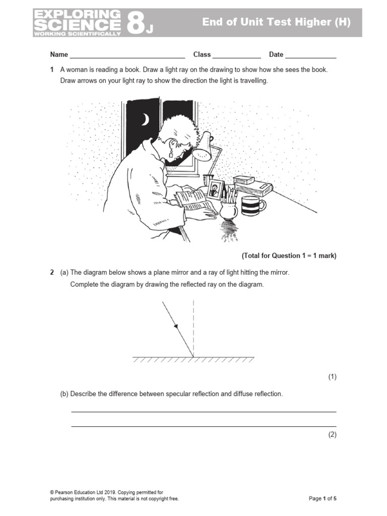 8J End of Unit Test Higher (H) | PDF | Color | Optics
