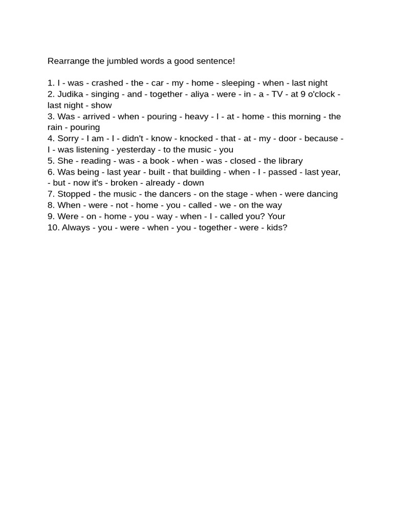 Rearrange The Jumbled Words A Good Sentence | PDF