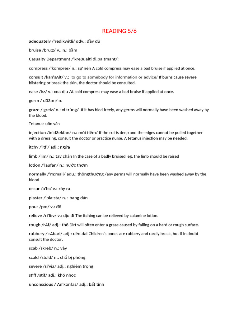 First Aid Vocabulary and Terms | PDF