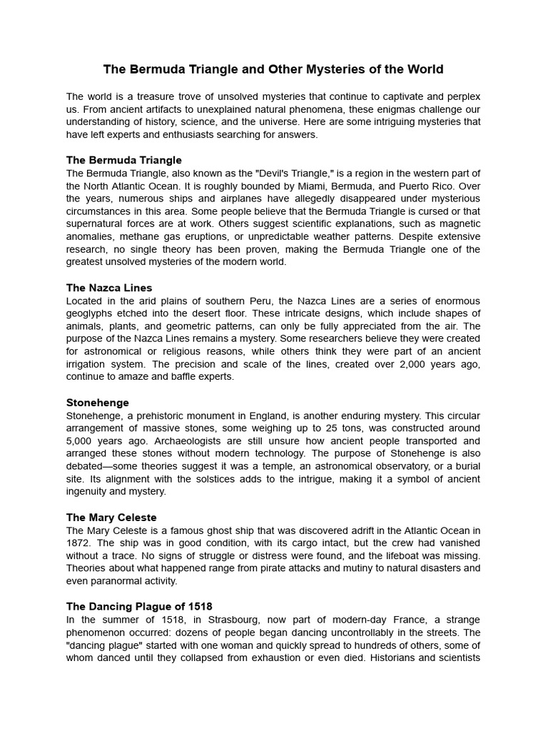 Mysteries of the Bermuda Triangle & Beyond | PDF