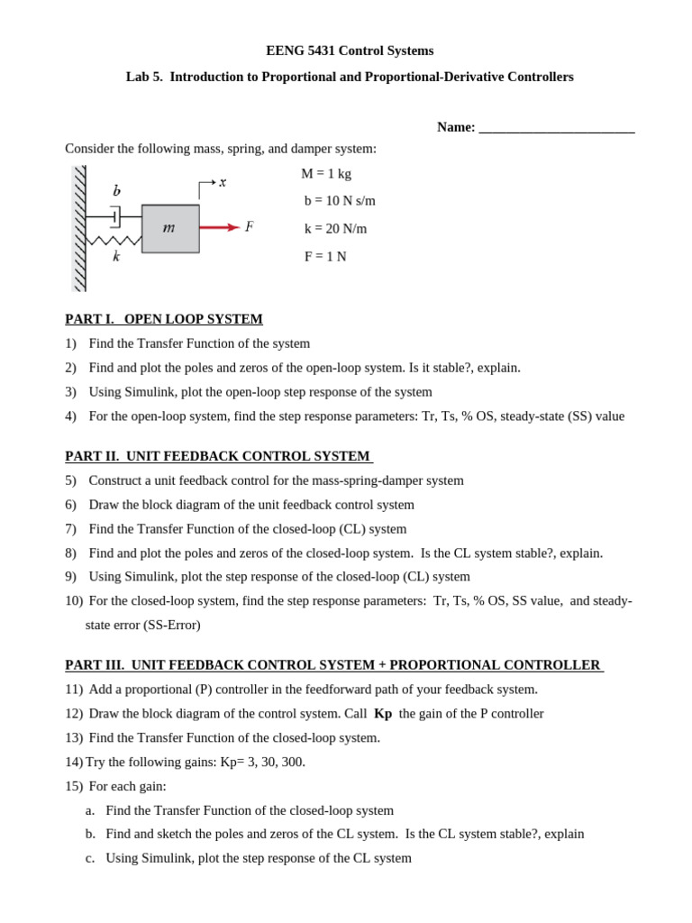 Lab5-Intro-to-PD-control | PDF | Control Theory | Electronic Engineering
