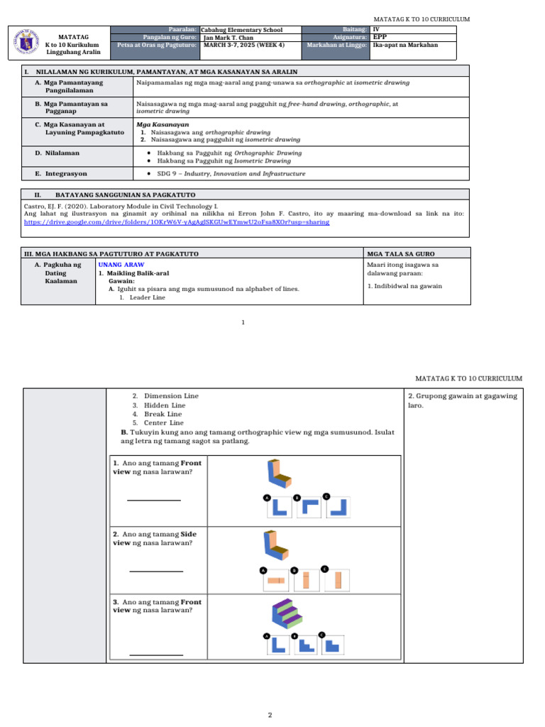 DLL Matatag - Epp 4 Q4 W4 | PDF