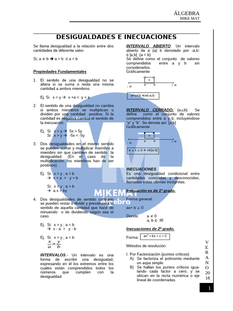 374773354-Desigualdades-e-Inecuaciones | PDF | Sustracción | Análisis matemático