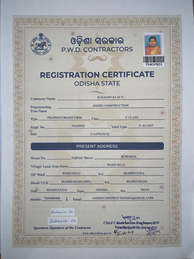 C Class License - Anshu Construction | PDF