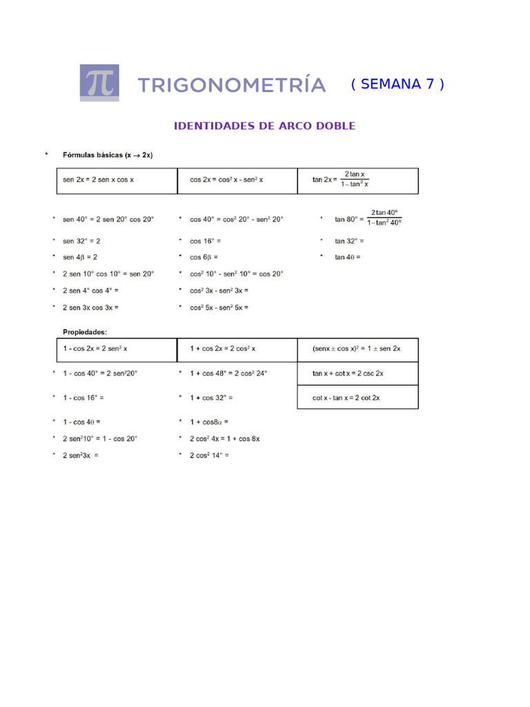 7 Ce - 345 Interm Trigonometria Identidades de Arco Doble | PDF