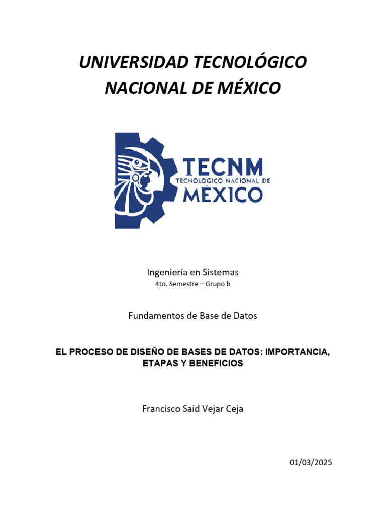 Vejar Ceja Francisco Said-T1 - 2p | PDF | Bases de datos | Datos