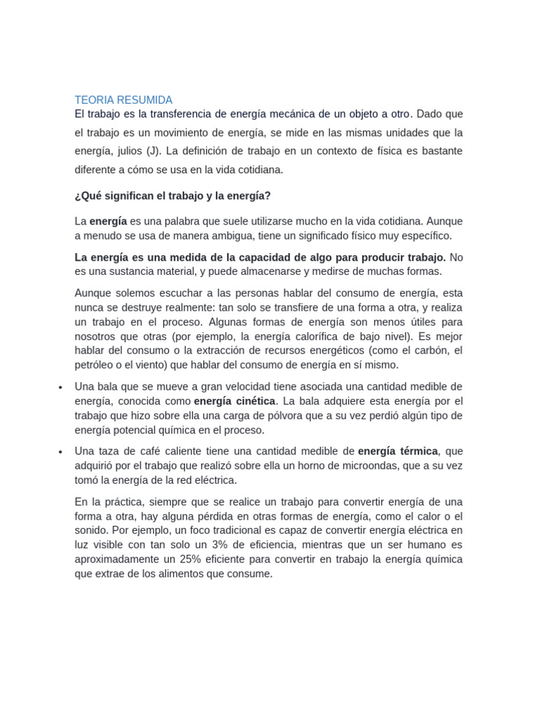Teoria Resumida Lab 6 | PDF | Caloría | Ciencias fisicas