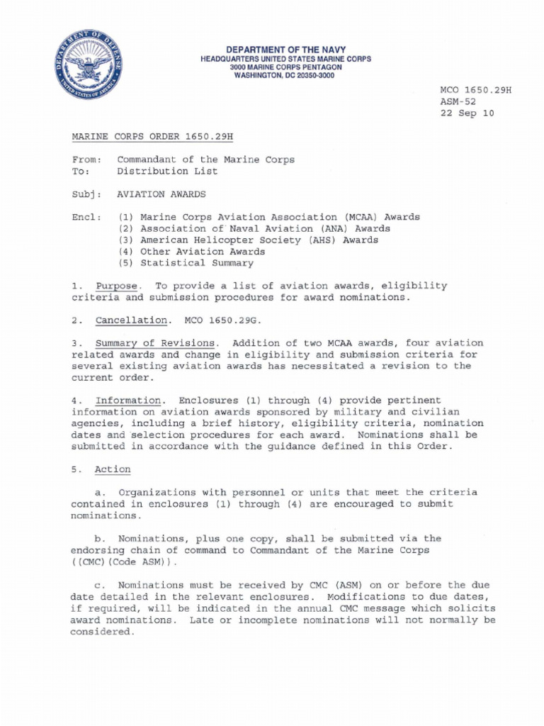 MCO 1650.29H | PDF | Non Commissioned Officer | United States Marine Corps