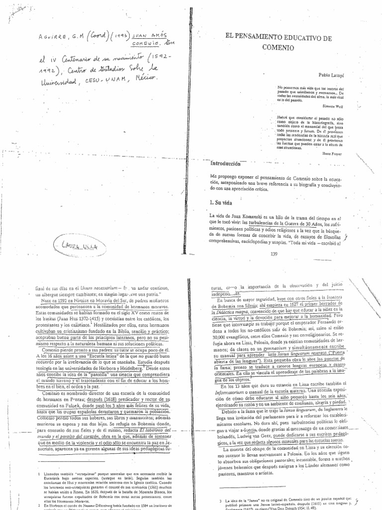 3.LATAPI-El Pensamiento Educativo de Comenio | PDF