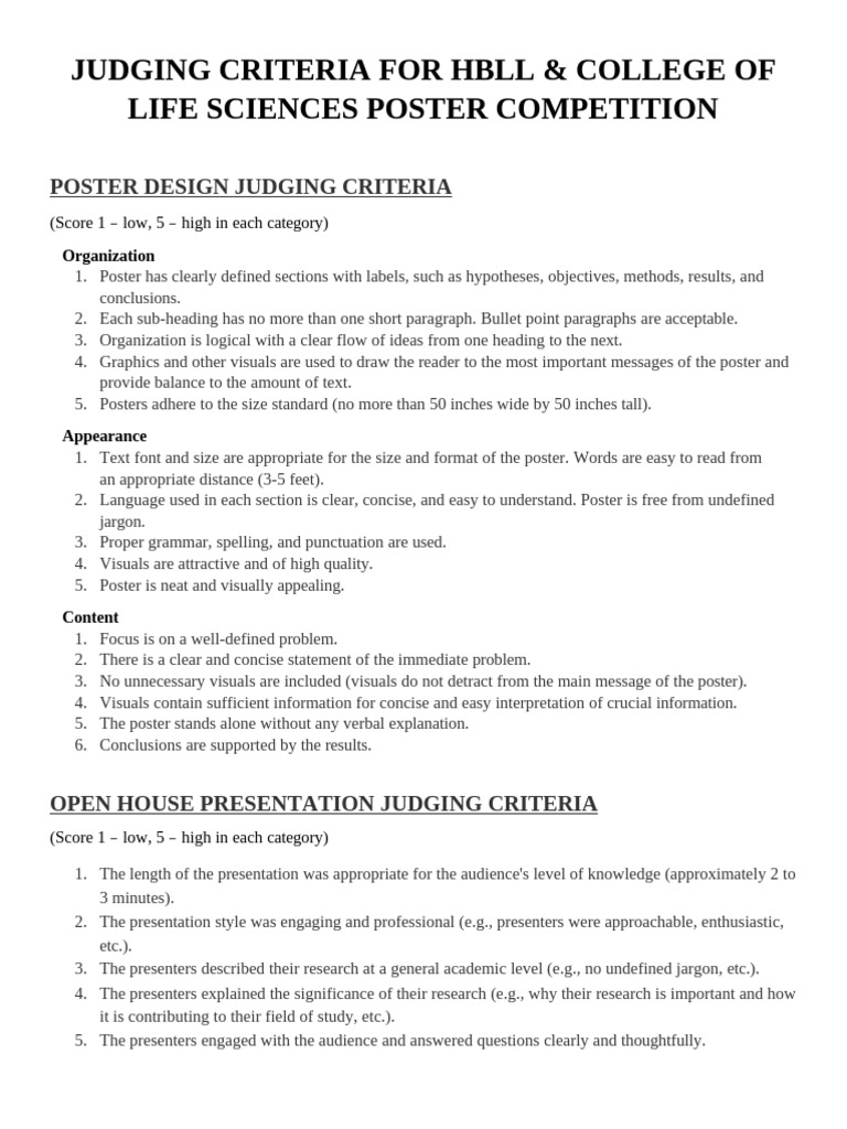 2024 Poster Competition Juding Criteria | PDF
