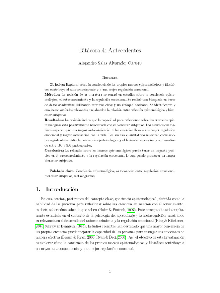 Alejandro Salas. Bitácora 4 | PDF | Las emociones | Bienestar