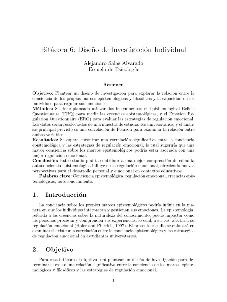 Alejandro Salas. Bitácora 6 | PDF | Autorregulación emocional | Las emociones
