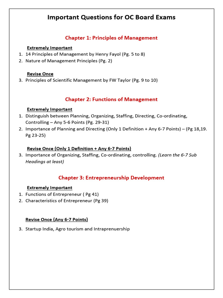Important Questions For OC Board Exams | PDF | Private Sector | Economies