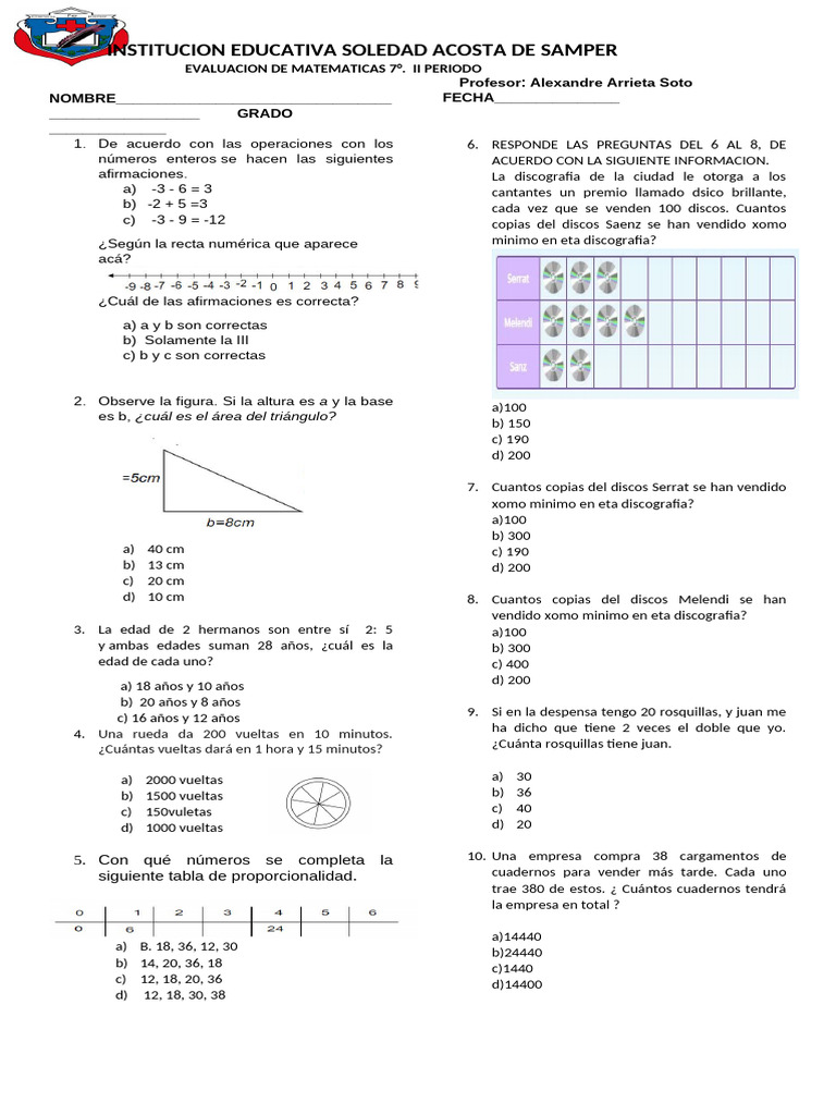 Exmen Final Segundo Periodo 7 - 050345 | PDF