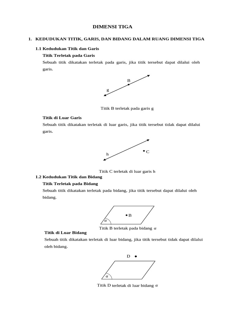 materi kedudukan titik garis dan bidang | PDF