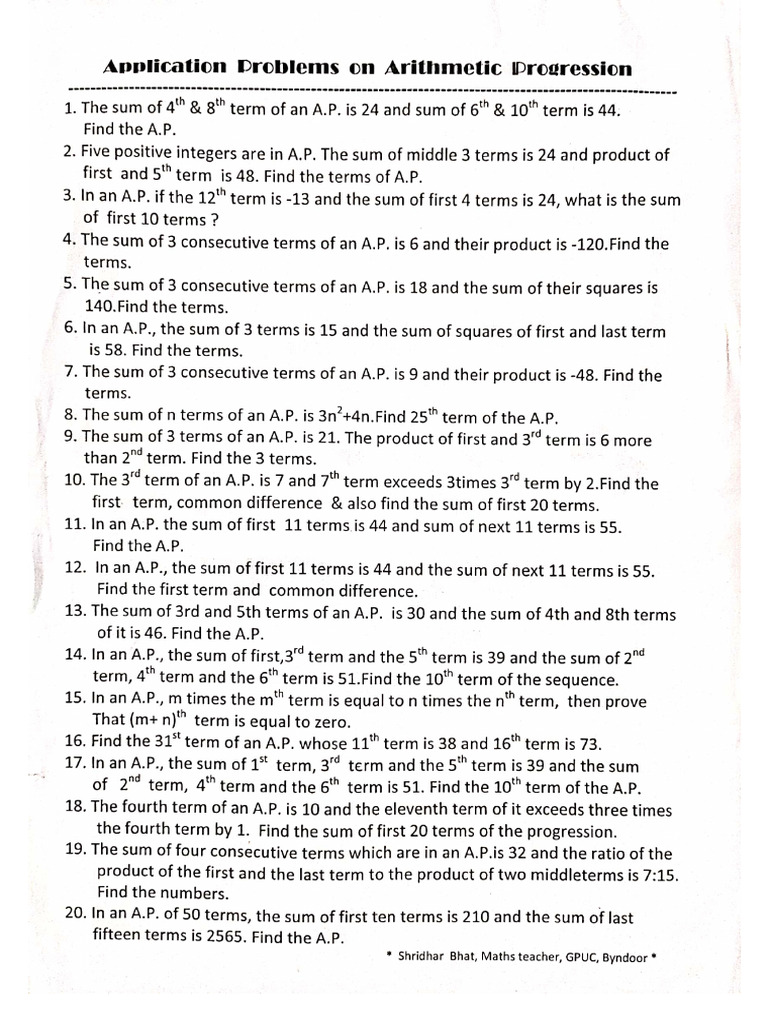 Application Problems On AP-1 | PDF