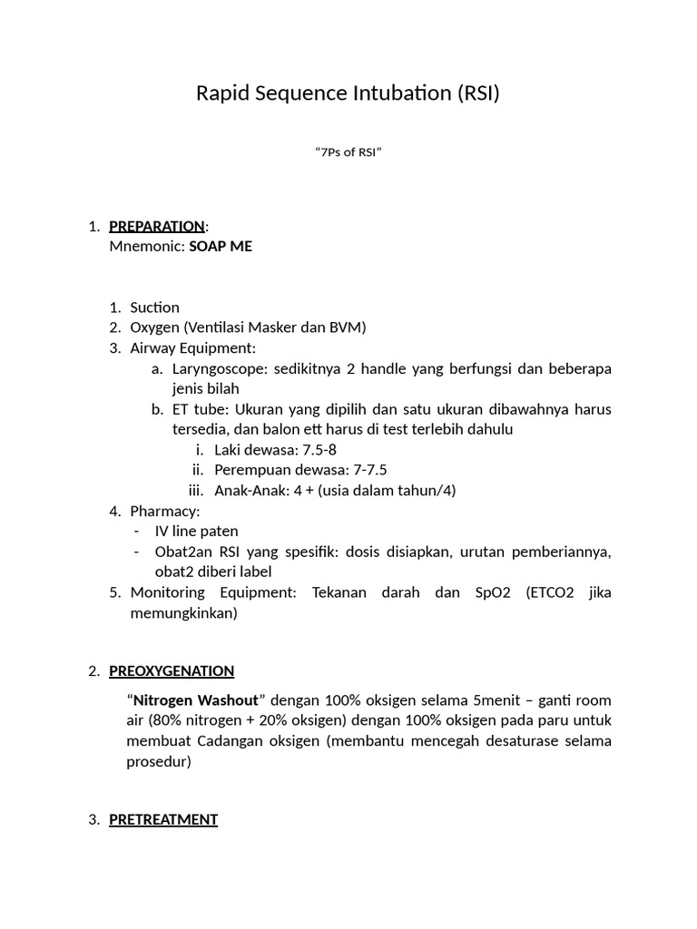 7Ps Rapid Sequence Intubation Guide | PDF