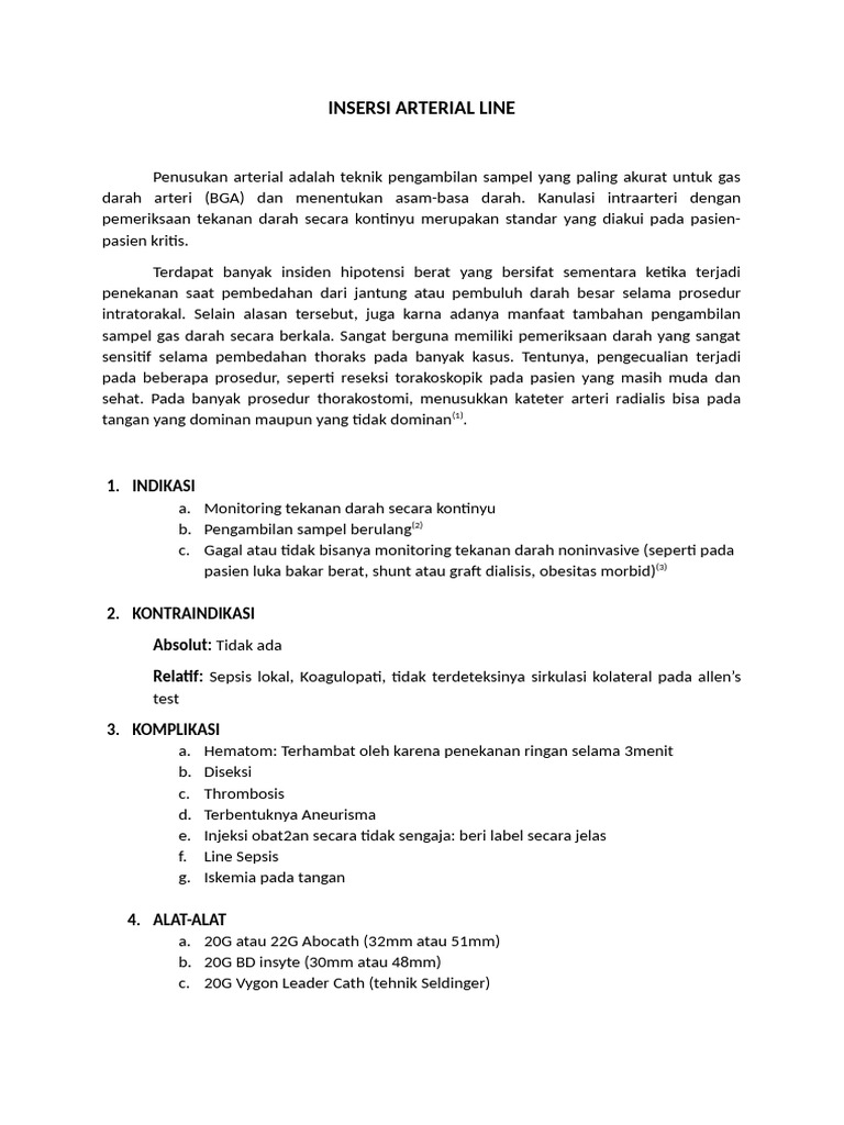 3. INSERSI ARTERIAL LINE | PDF