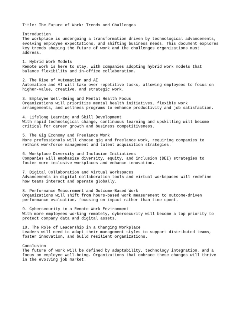 Future of Work | PDF