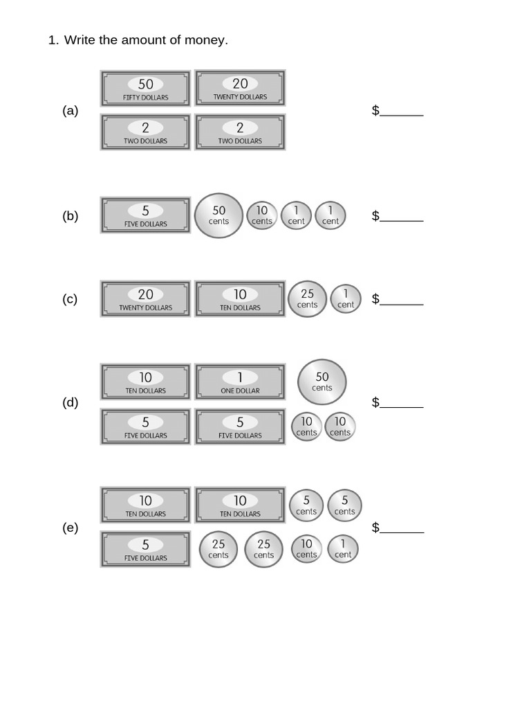 Money worksheets | PDF