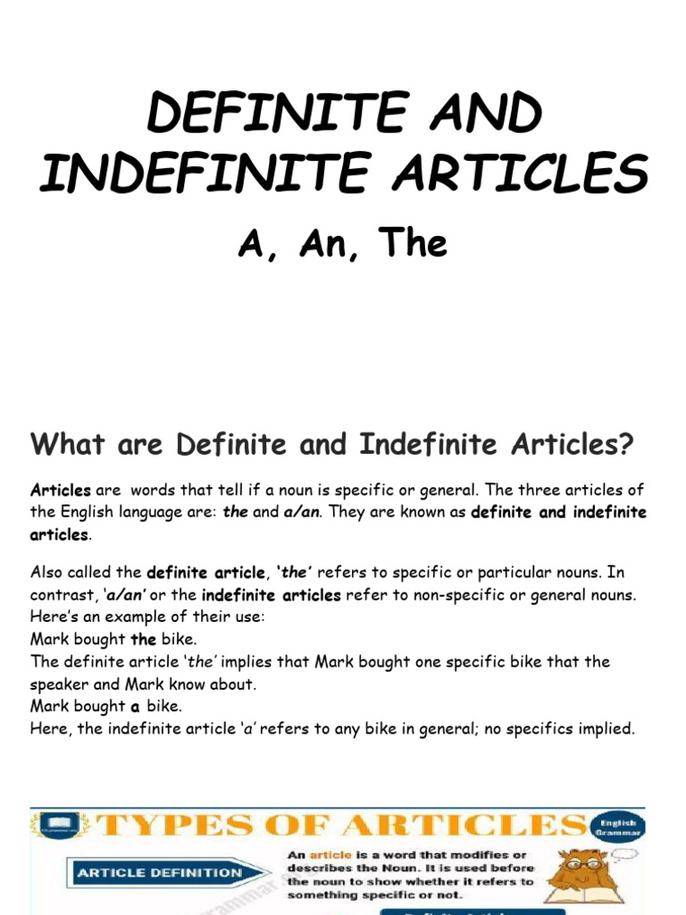 Understanding Definite and Indefinite Articles | PDF | Noun | Plural