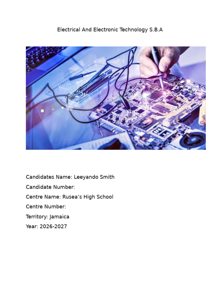 Electrical and Electronic Technology SBA Leeyando Smith | PDF ...
