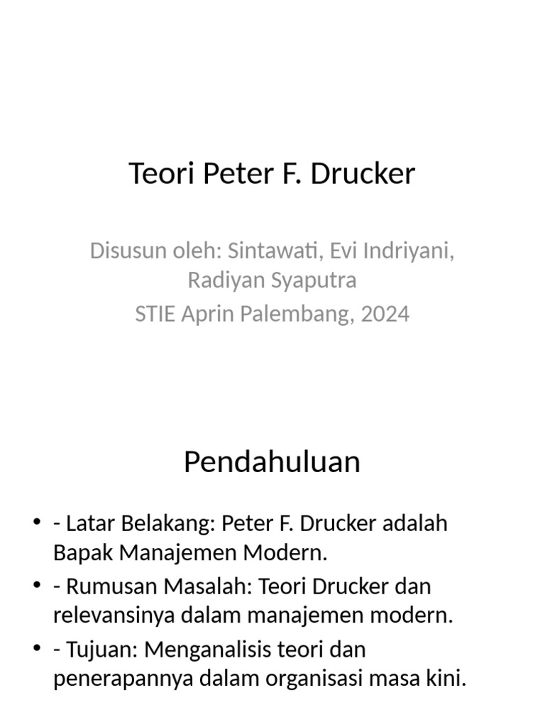 Relevansi Teori Drucker dalam Manajemen | PDF