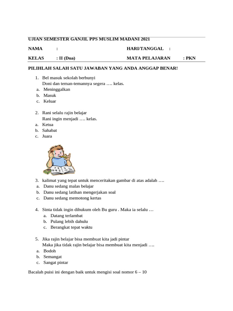 545504329-UJIAN-SEMESTER-GANJIL-Bahasa-Indonesia-Kelas-2-Dikonversi | PDF