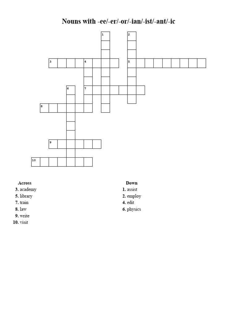 Nouns with -ee, -er, -or, -ist, -ant | PDF