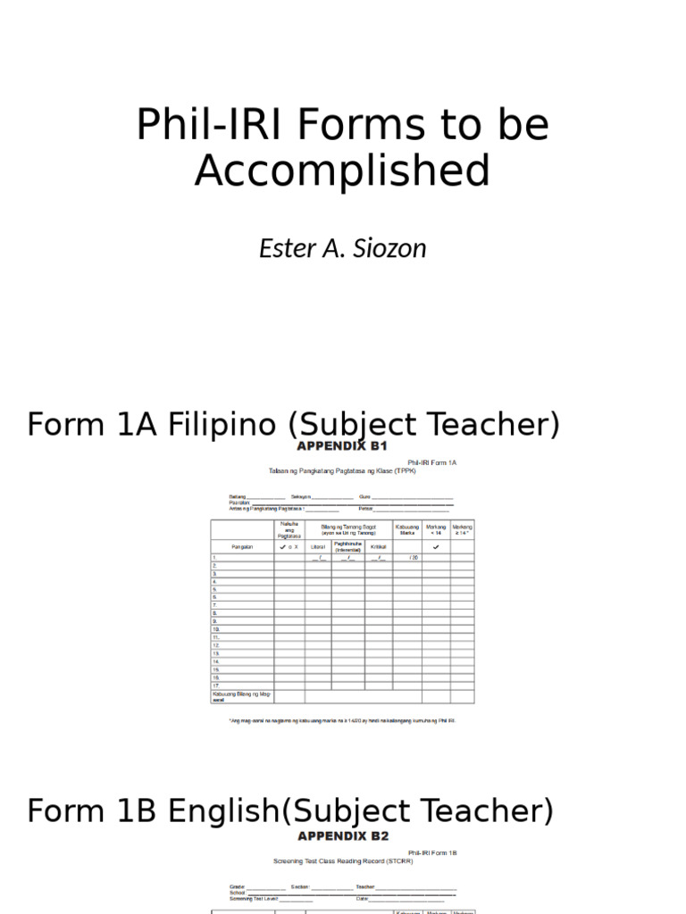 Phil-IRI Form Submission Guidelines | PDF