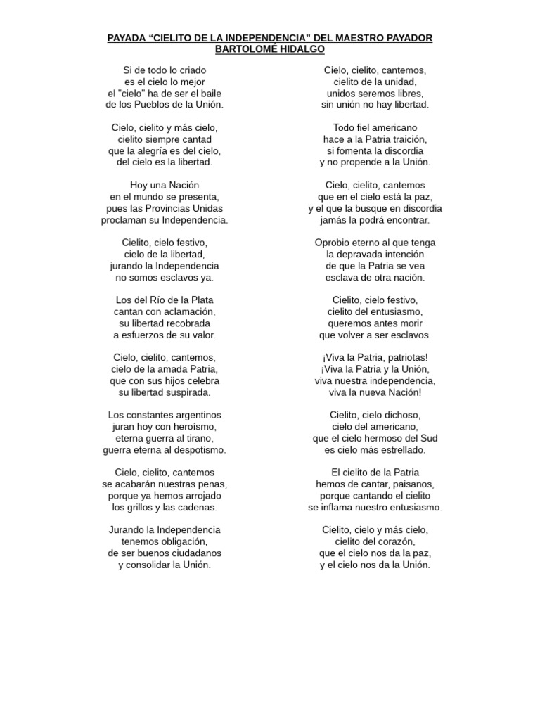 Payada Cielito de La Independencia | PDF